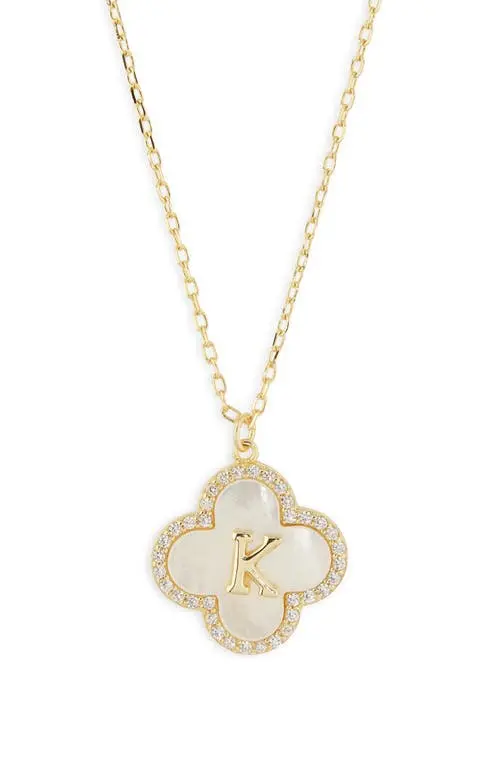 Argento Vivo Clover Mother-of-pearl Initial Pendant Necklace - Gold - K