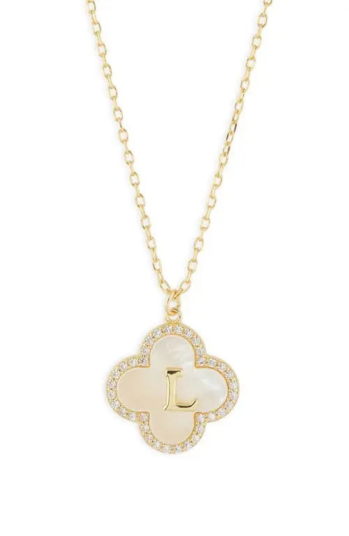 Argento Vivo Clover Mother-of-pearl Initial Pendant Necklace - Gold - L