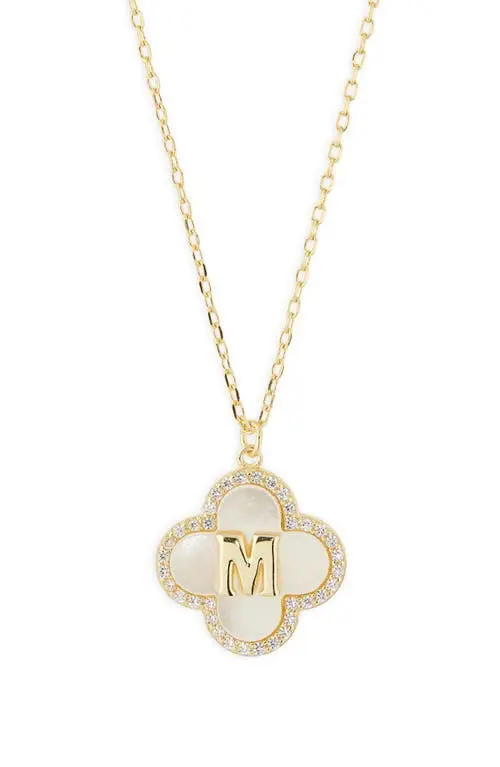 Argento Vivo Clover Mother-of-pearl Initial Pendant Necklace - Gold - M