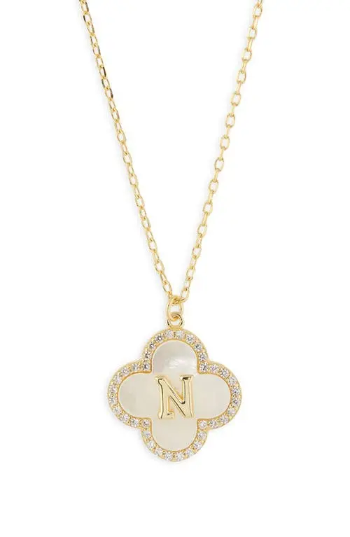 Argento Vivo Clover Mother-of-pearl Initial Pendant Necklace - Gold - N