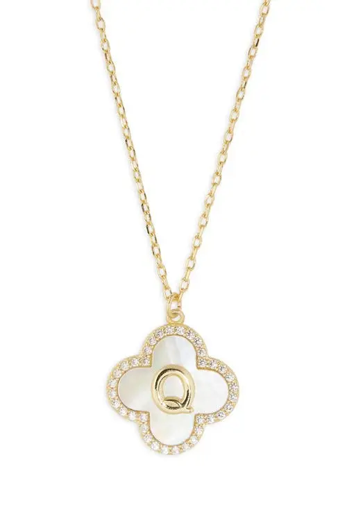 Argento Vivo Clover Mother-of-pearl Initial Pendant Necklace - Gold - Q