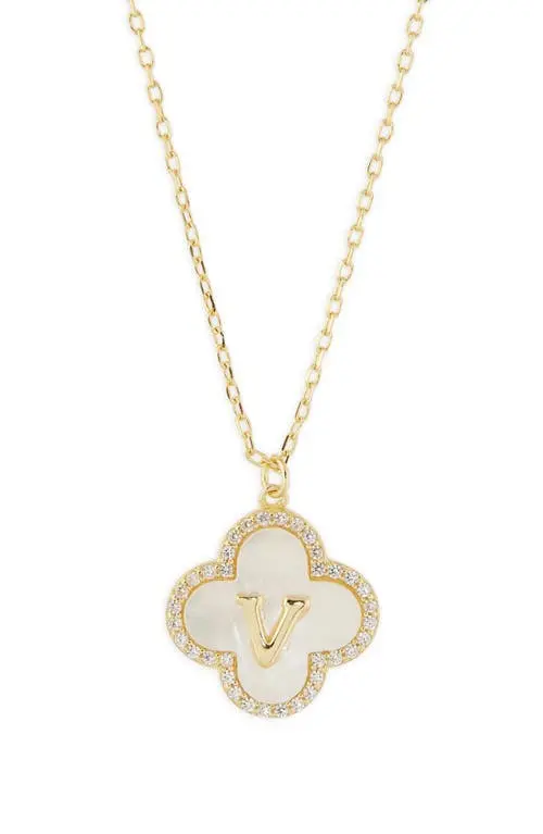 Argento Vivo Clover Mother-of-pearl Initial Pendant Necklace - Gold - V