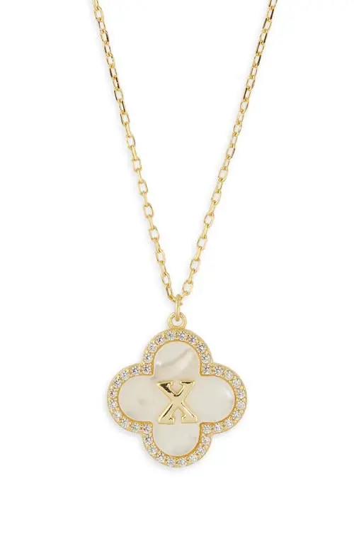 Argento Vivo Clover Mother-of-pearl Initial Pendant Necklace - Gold - X