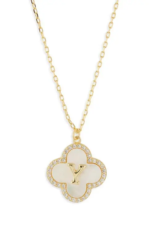 Argento Vivo Clover Mother-of-pearl Initial Pendant Necklace - Gold - Y