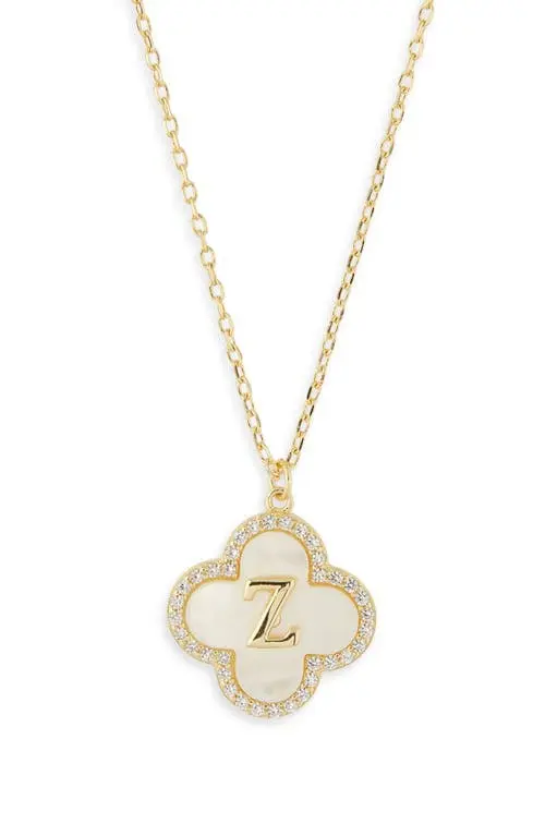 Argento Vivo Clover Mother-of-pearl Initial Pendant Necklace - Gold - Z