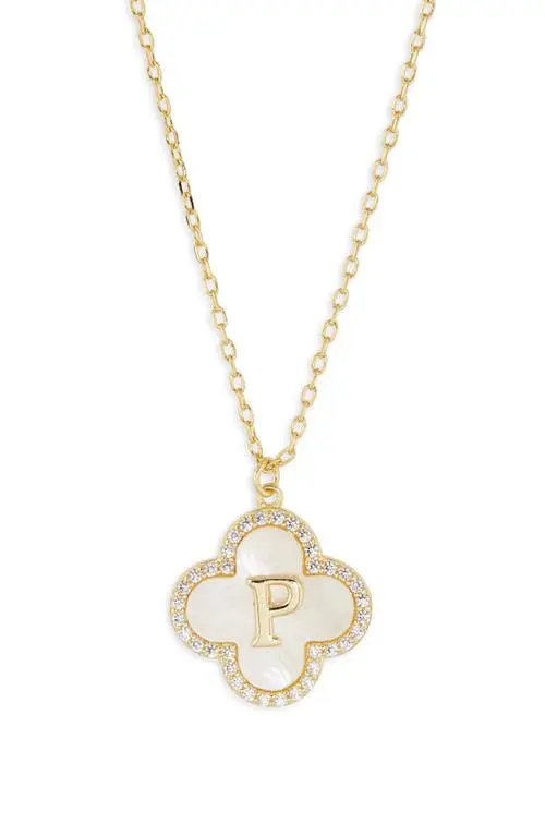 Argento Vivo Clover Mother-of-pearl Initial Pendant Necklace - Gold