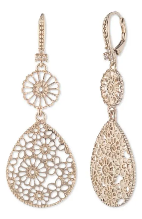 Marchesa Filigree Drop Earrings - Gold