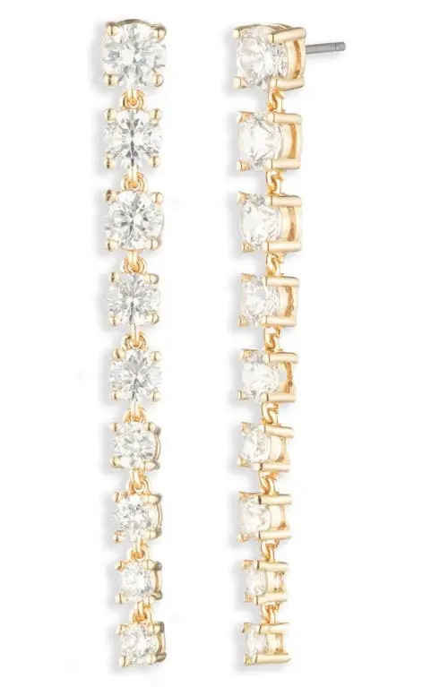 Marchesa Cubic Zirconia Linear Drop Earrings - Gold