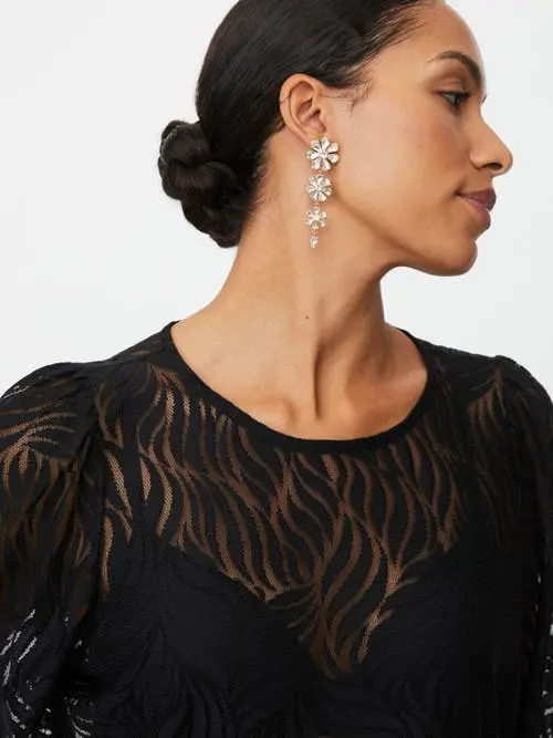 MASAI COPENHAGEN Lace Peplum Top With Puff Sleeves