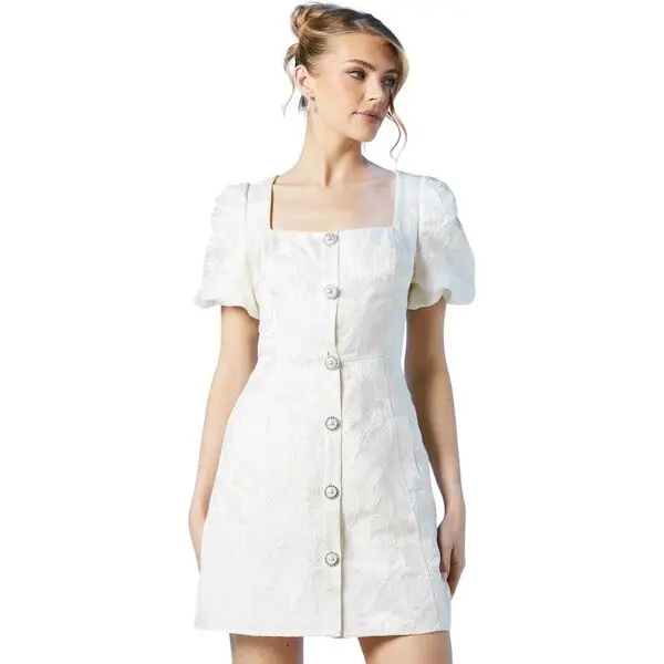 Coast Jewel Button Bridal Mini Dress - Ivory