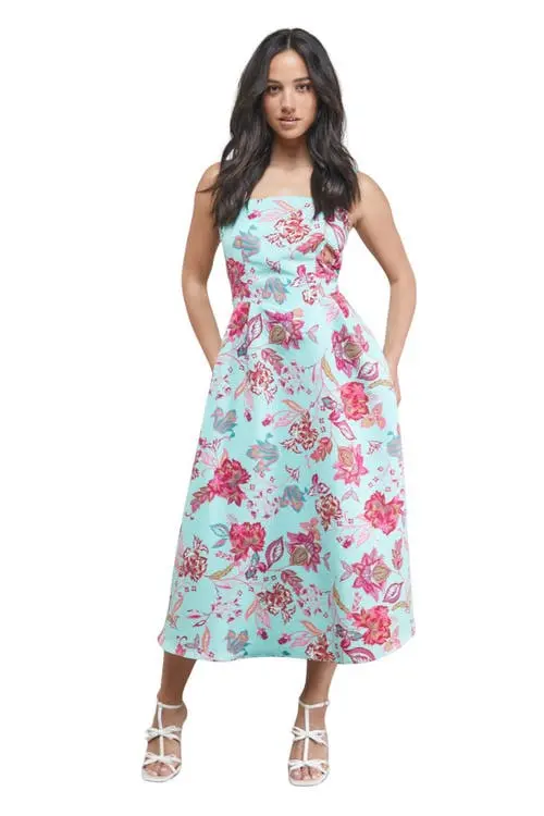 OASIS Strappy Midi Dress With Print - Floral