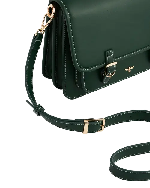 FABLE ENGLAND Classic Satchel With Bee Plaque - Green