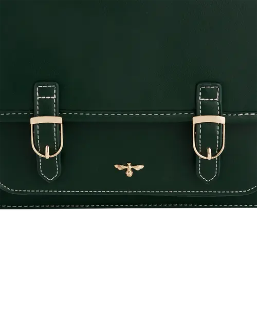 FABLE ENGLAND Classic Satchel With Bee Plaque - Green
