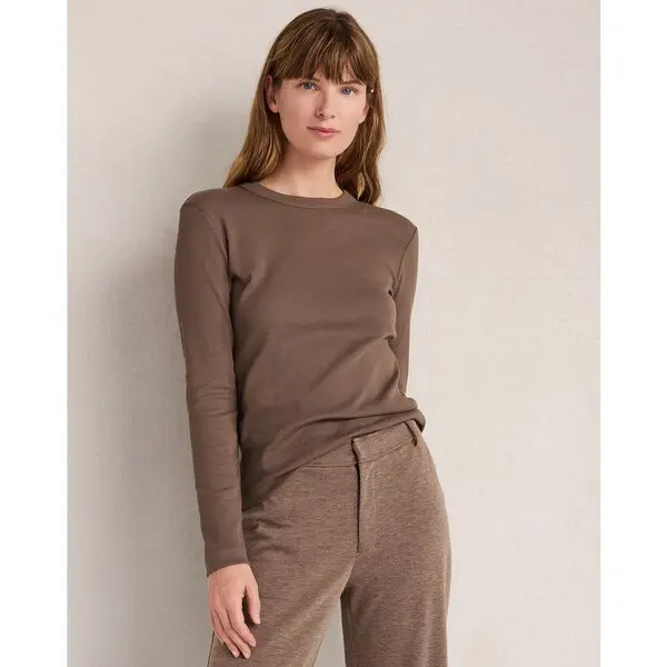 HAVEN WELL WITHIN Haven Organic Cotton Long Sleeve Tee - Deep Mocha