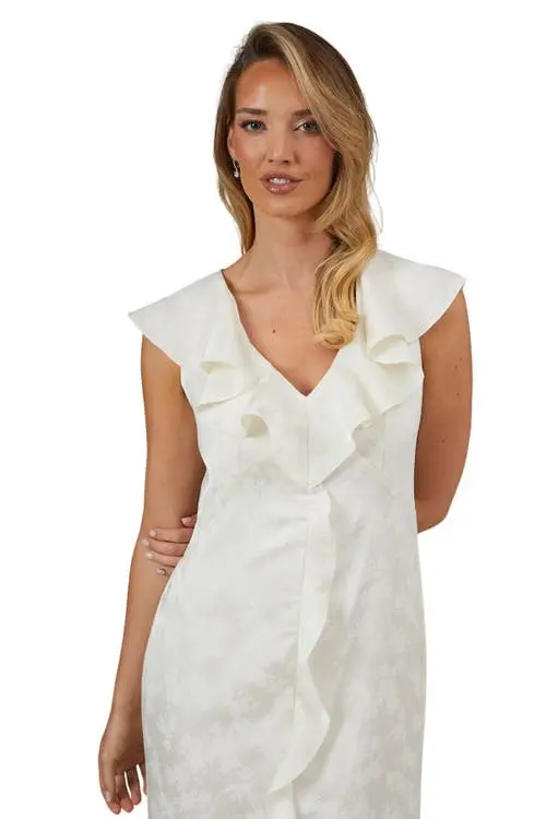 OASIS Satin Jacquard V-neck Bridesmaid Dress
