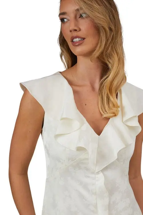 OASIS Satin Jacquard V-neck Bridesmaid Dress