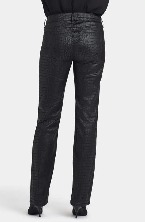 NYDJ Marilyn Coated Snake Print Straight Leg Jeans