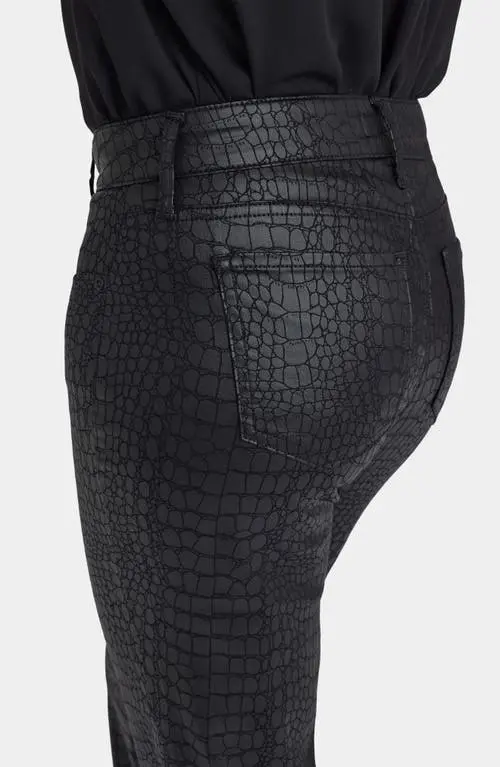 NYDJ Marilyn Coated Snake Print Straight Leg Jeans