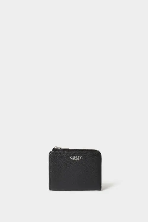OSPREY LONDON The Core Medium Leather Zip Matinee Purse - Black