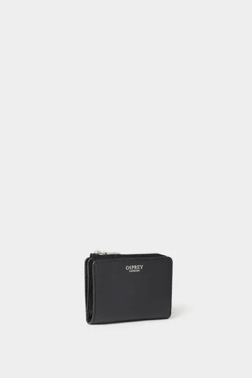 OSPREY LONDON The Core Medium Leather Zip Matinee Purse - Black