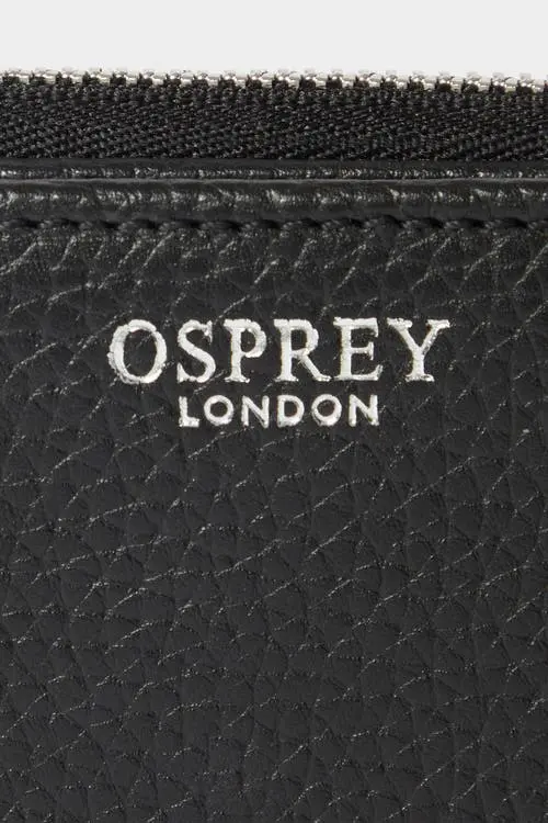 OSPREY LONDON The Core Medium Leather Zip Matinee Purse - Black