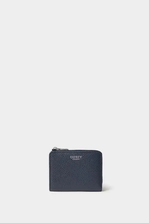 OSPREY LONDON The Core Medium Leather Zip Matinee Purse - Navy