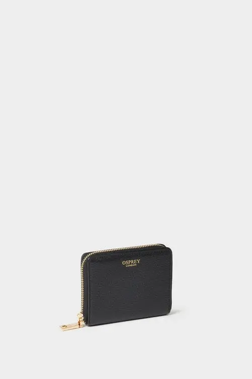 OSPREY LONDON The Core Small Leather Zip Around Purse - Black
