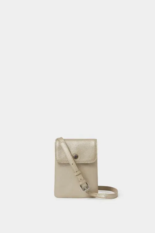 OSPREY LONDON The Madison Leather Phone Bag - Gold