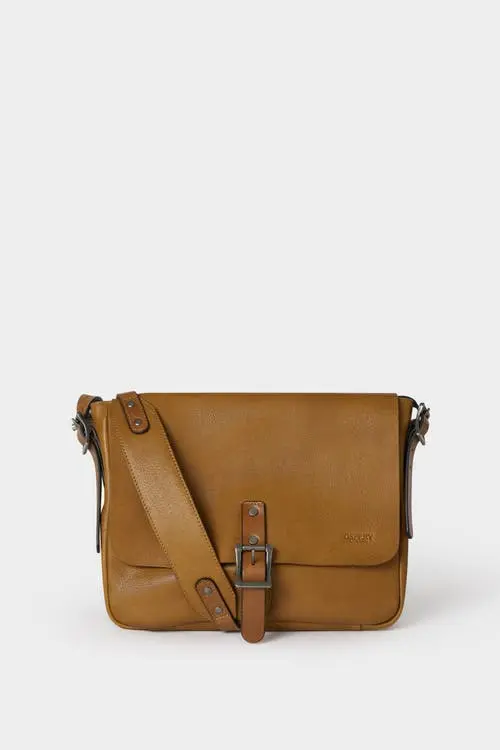 OSPREY LONDON Lorenzo Medium Leather Messenger Bag - Tan