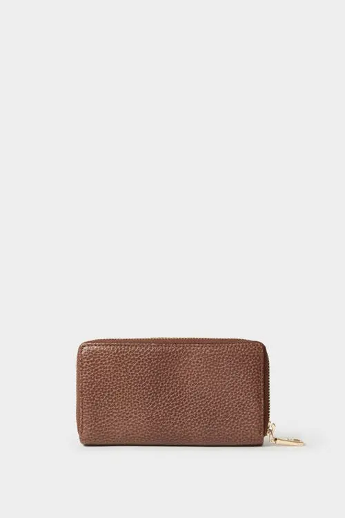 OSPREY LONDON The Core Medium Leather Popper Matinee Purse - Tan