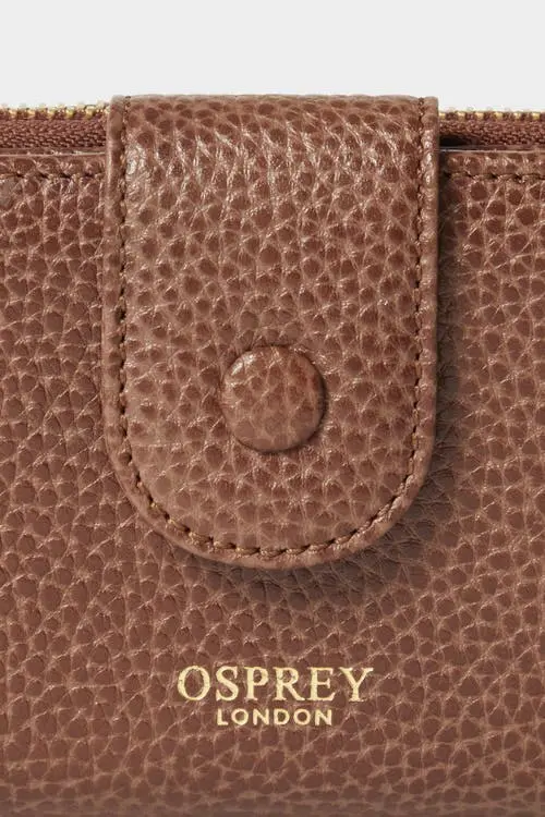 OSPREY LONDON The Core Medium Leather Popper Matinee Purse - Tan