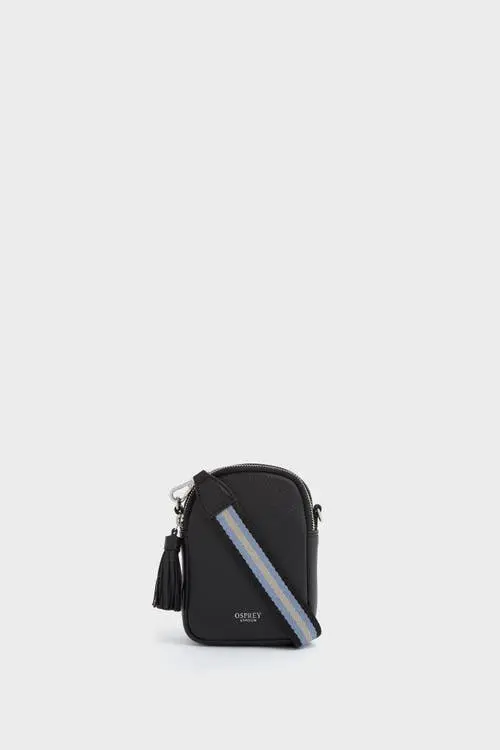OSPREY LONDON Stella Leather Phone Bag With Adjustable Strap - Black
