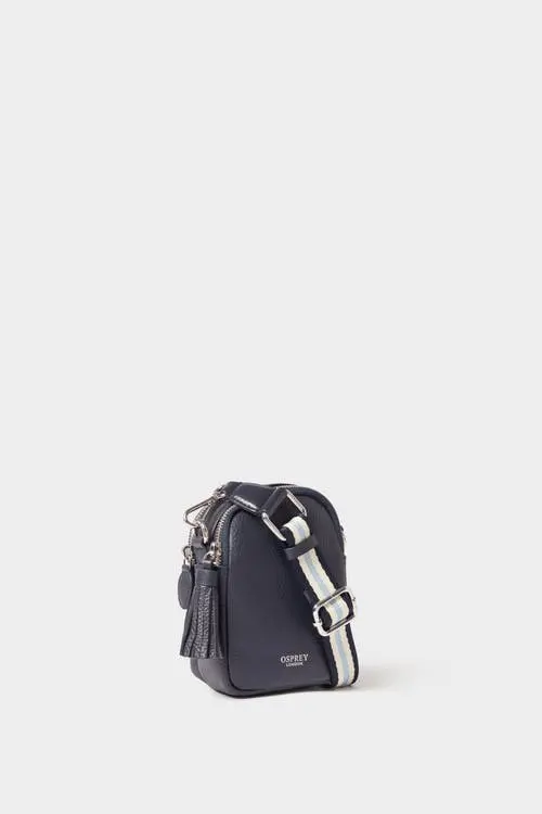 OSPREY LONDON Stella Leather Phone Bag With Adjustable Strap - Navy