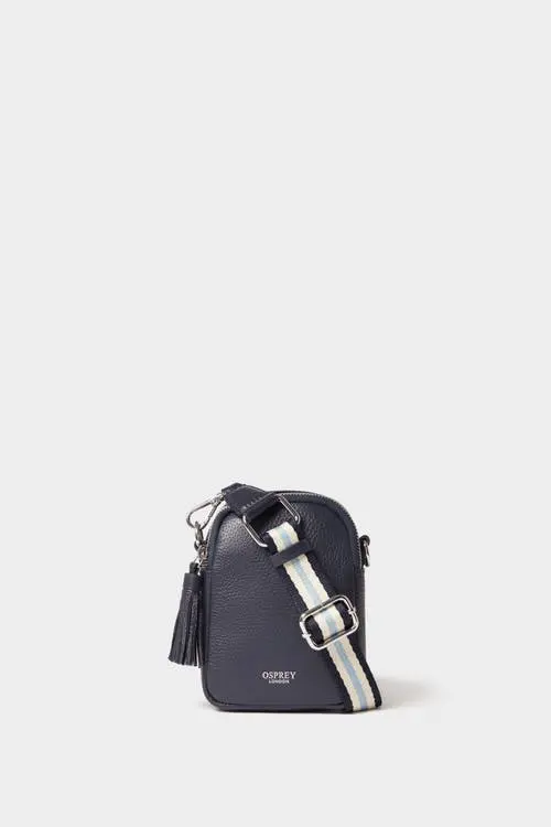 OSPREY LONDON Stella Leather Phone Bag With Adjustable Strap - Navy