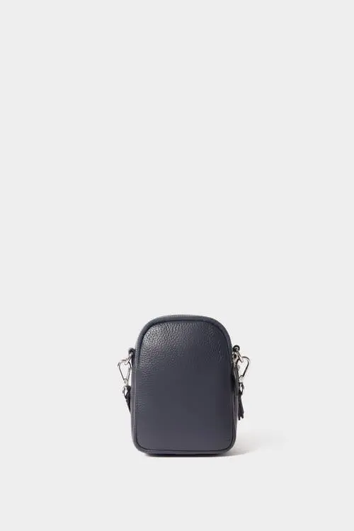 OSPREY LONDON Stella Leather Phone Bag With Adjustable Strap - Navy