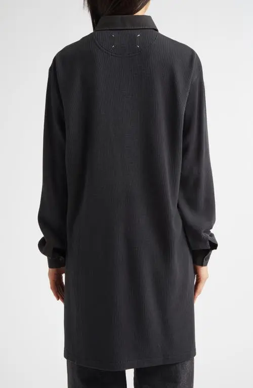 MAISON MARGIELA Waffle Stitch Long Sleeve Wool Polo - Carbon