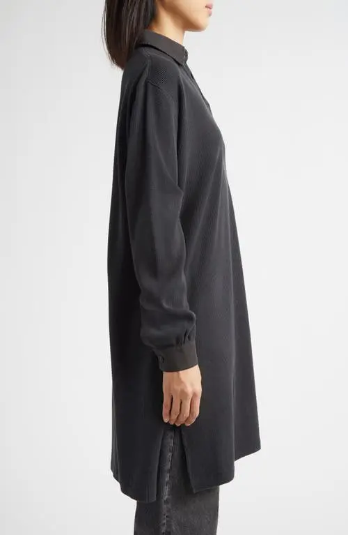 MAISON MARGIELA Waffle Stitch Long Sleeve Wool Polo - Carbon