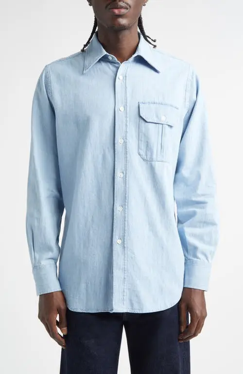 DRAKE'S Light Denim Button-up Shirt