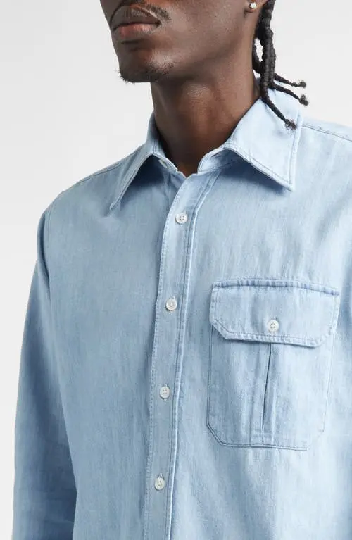 DRAKE'S Light Denim Button-up Shirt