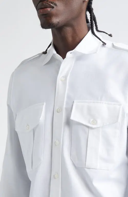 DRAKE'S Epaulet Cotton Oxford Button-up Shirt