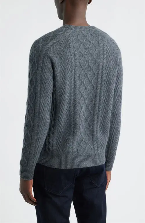 Nordstrom Cable Stitch Luxe Cashmere Sweater - Grey Embers Heather