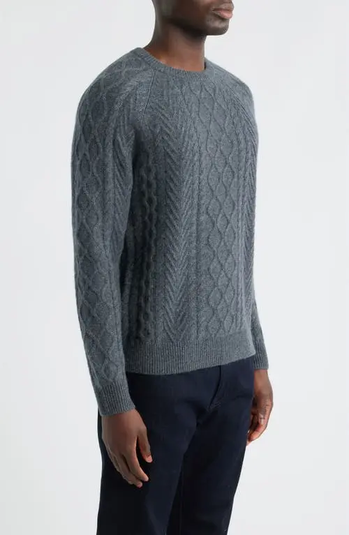 Nordstrom Cable Stitch Luxe Cashmere Sweater - Grey Embers Heather