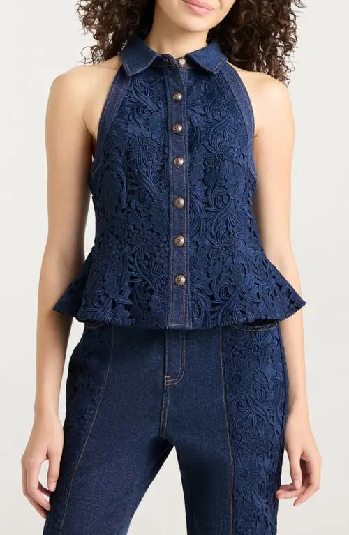 Cinq À Sept Ronin Lace & Denim Top