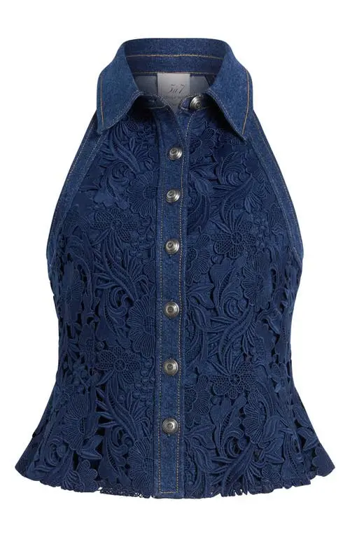Cinq À Sept Ronin Lace & Denim Top