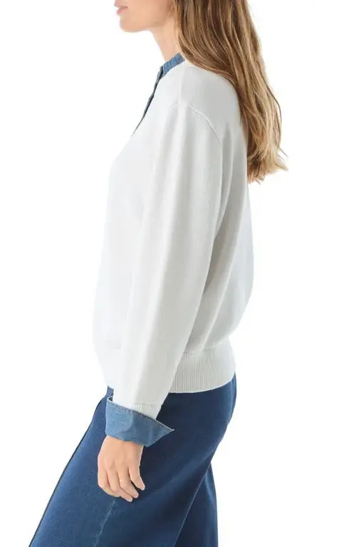 DO BY DEE OCLEPPO Rae Denim Detail Sweater - Optic White
