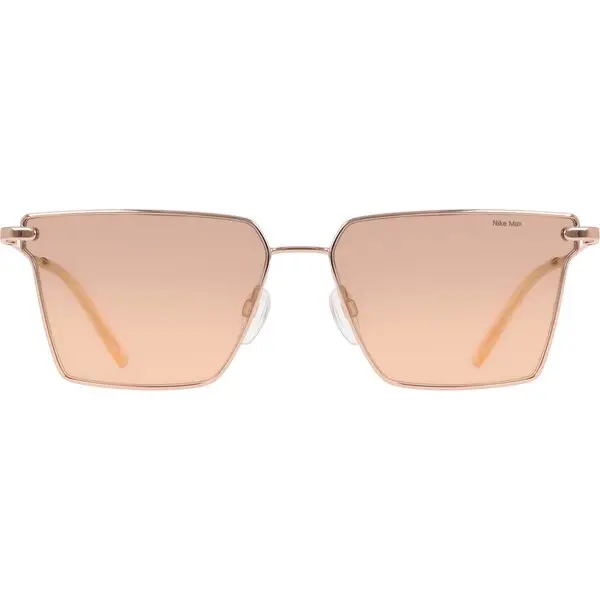 Nike Pursuit Flair 60mm Square Sunglasses - Rose Gold/rose Gold Mirror