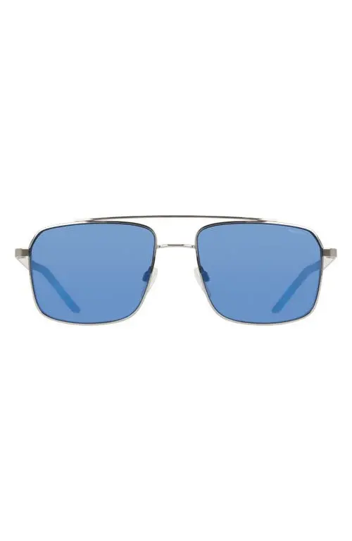 Nike Traveler Strike 58mm Rectangular Sunglasses - Silver/blue Mirror