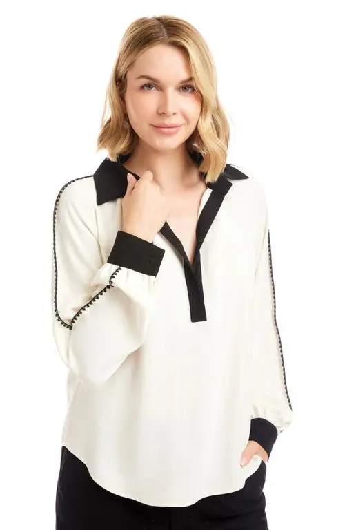 Karen Kane Colorblock Trim Popover Top