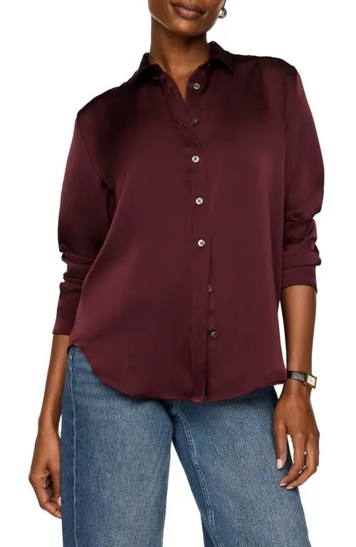 Spanx Better Than Silk Button-down Shirt - Fig Noir