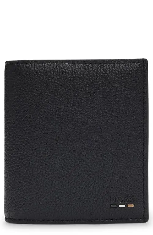 Hugo Ray Faux Leather Trifold Walet - Black